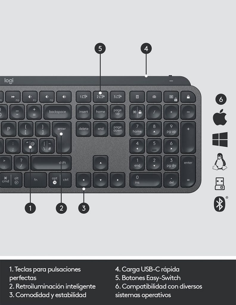 Teclado inalámbrico retroiluminado Logitech MX Keys – Logitech Mexico